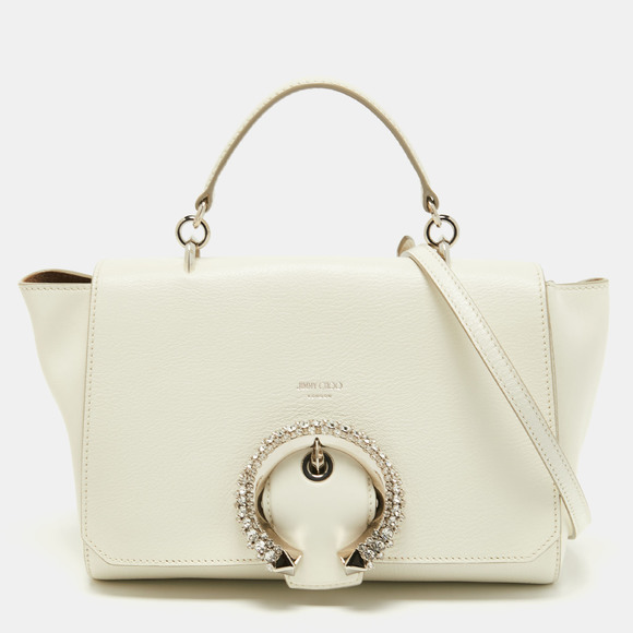 Jimmy Choo | Bags | Jimmy Choo White Leather Madeline Top Handle Bag ...